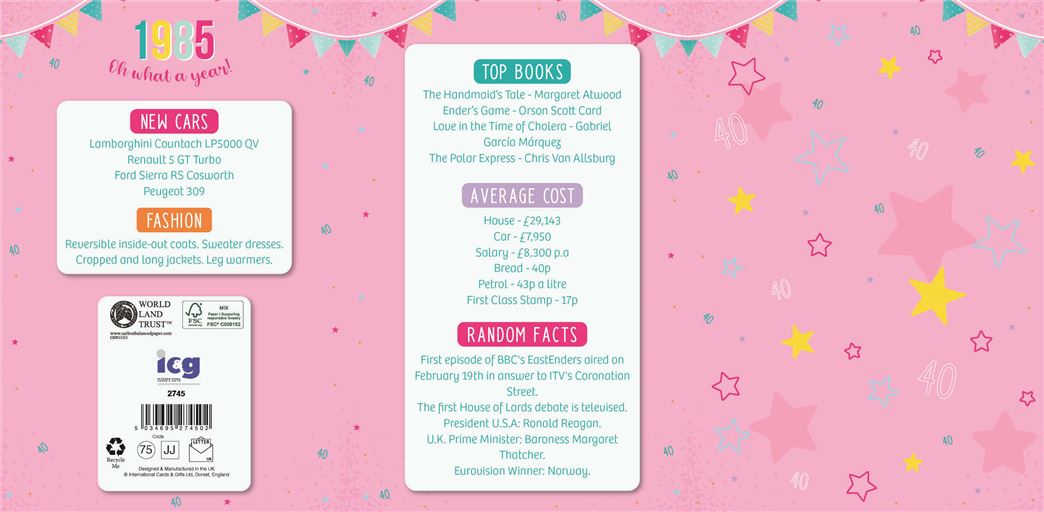 ICG Daughter 40th Birthday Born in 1985 Card – Burnell's Gifts